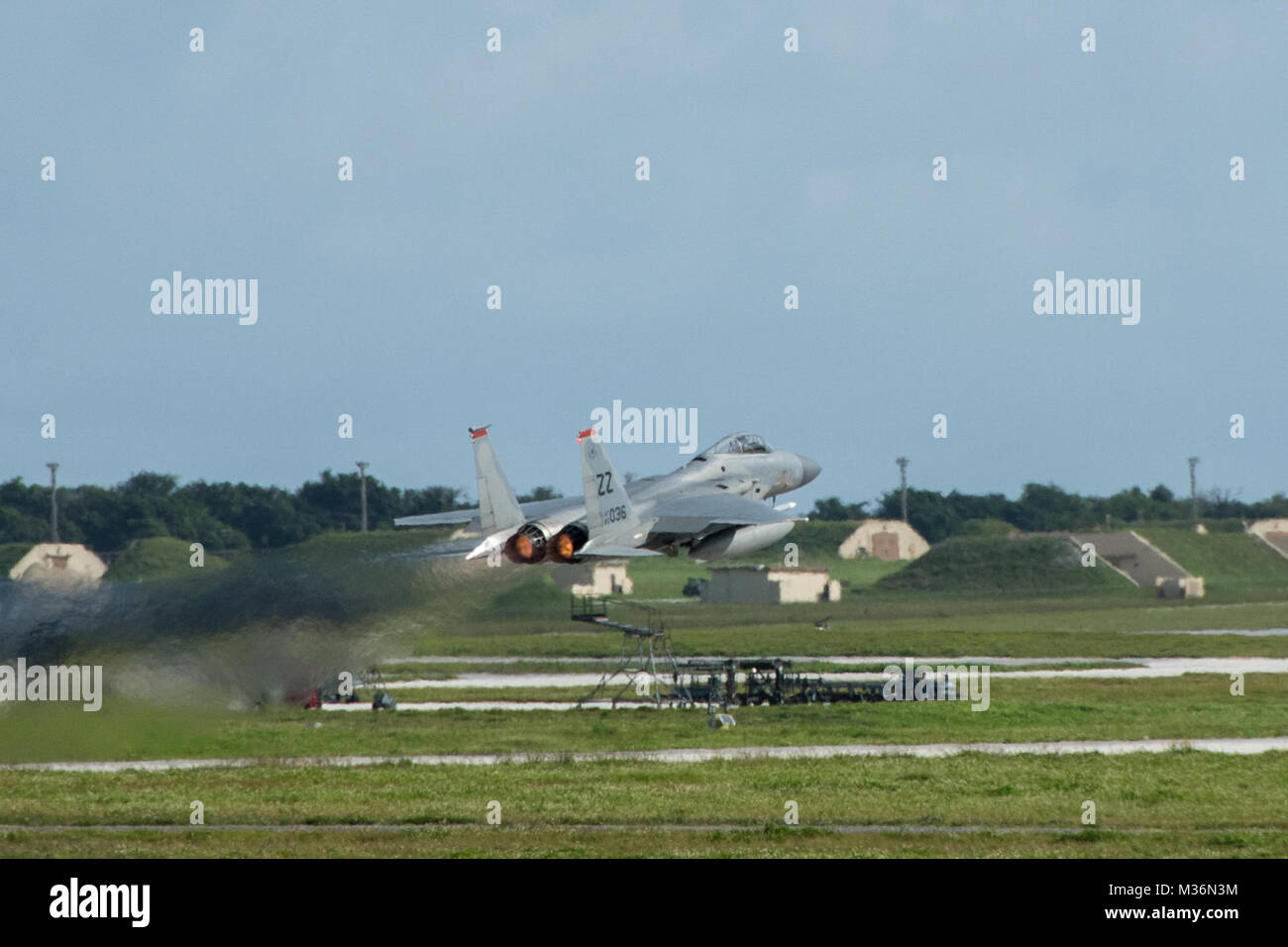 A U.S. Air Force F-15 Eagle from the 67th Fighter Squadron takes off ...