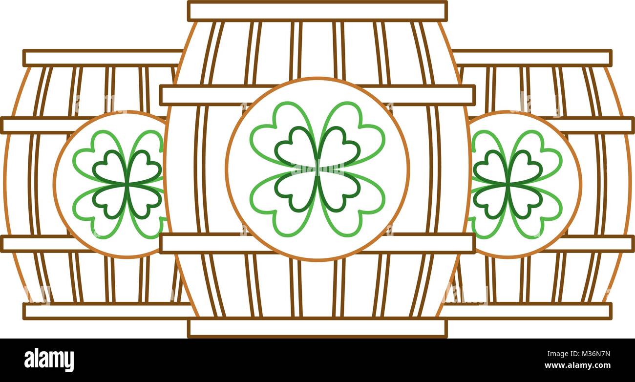 three wooden barrel drink clover Stock Vector Image & Art - Alamy