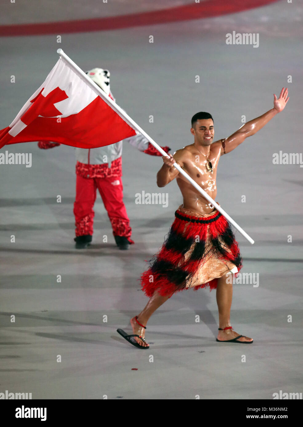 Tonga flag bearer Pita Taufatofua during the Opening Ceremony of the ...