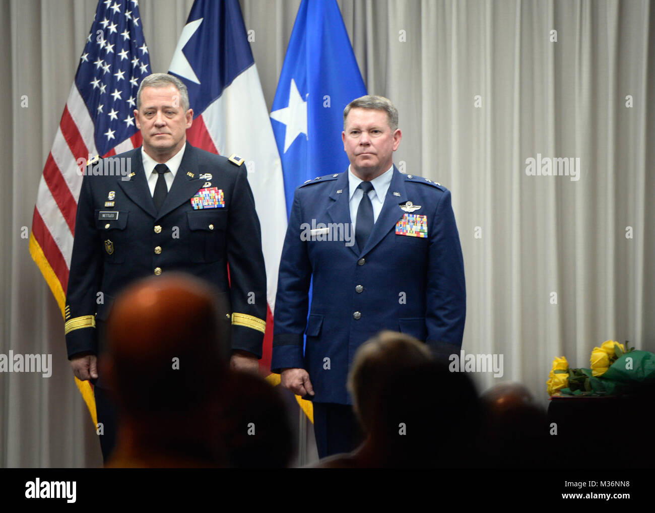 Army Col. Adrian Bentley Nettles (left) and Air Force Maj. Gen. John F ...