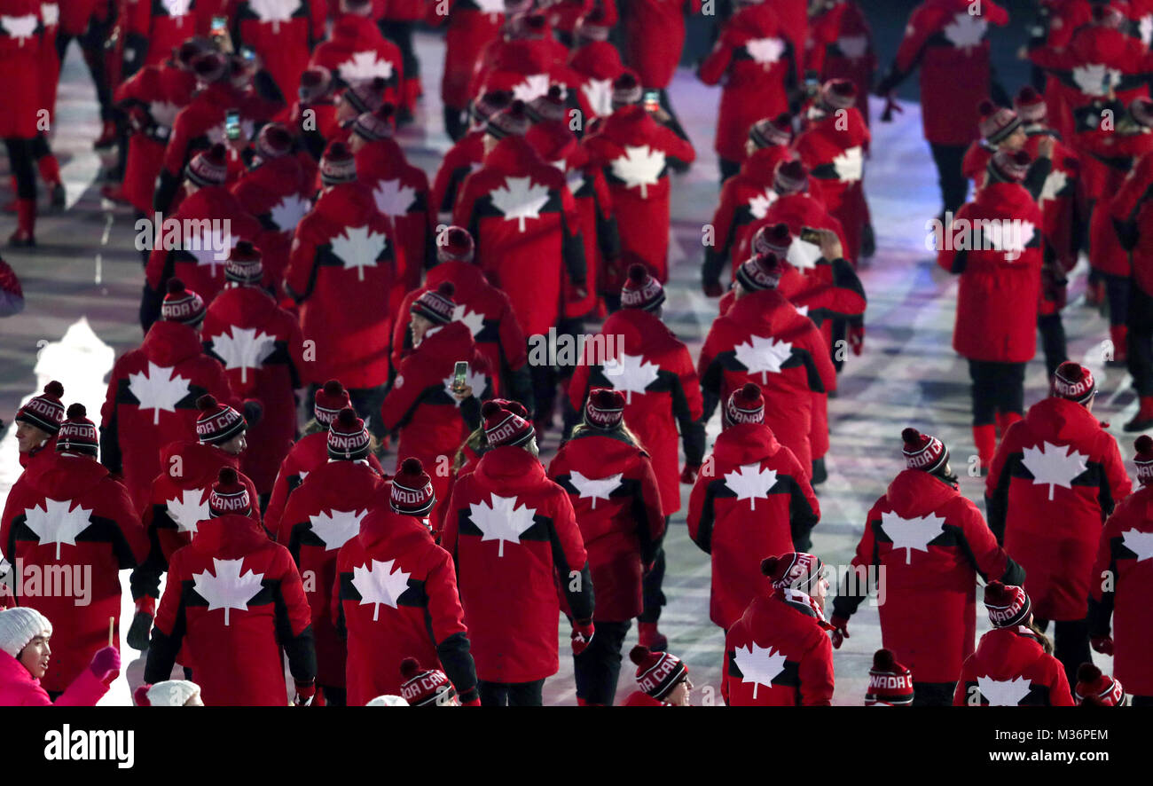 Canada athletes during the Opening Ceremony of the PyeongChang 2018 ...