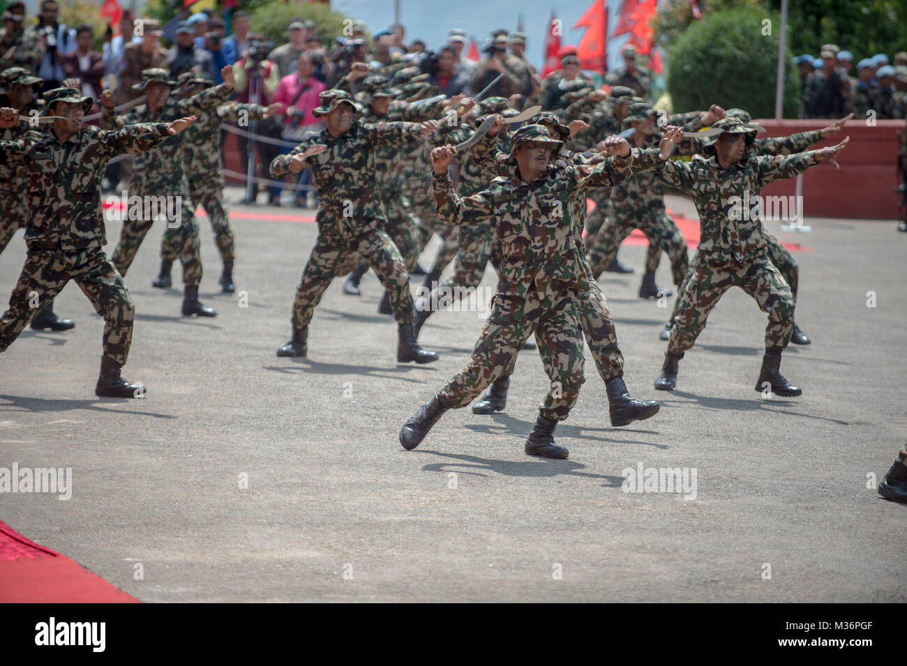 Nepalese army rangers known as “Ghurkas” perform a kukiri knife ...