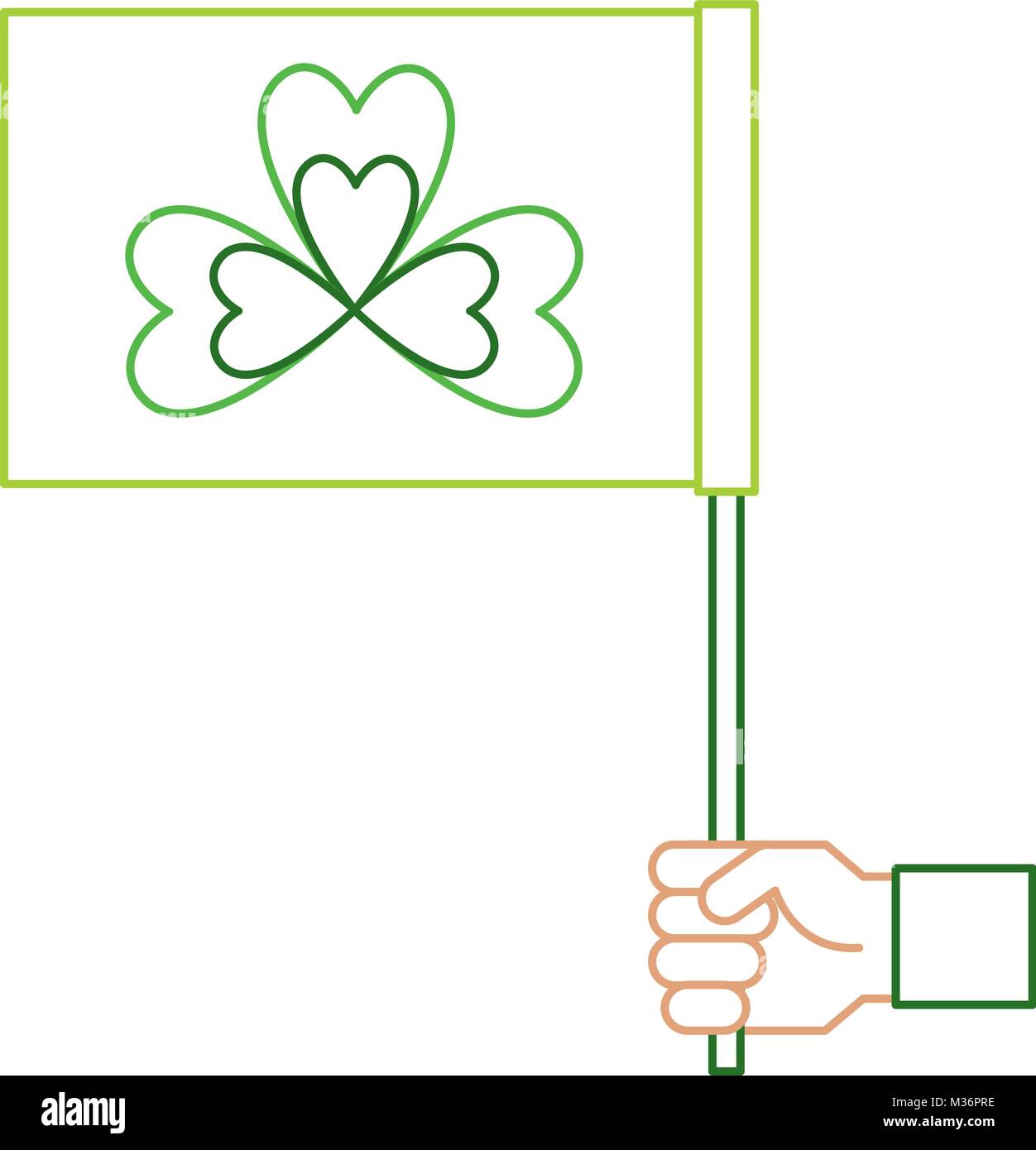 hand holding green flag with clover symbol Stock Vector Image & Art - Alamy