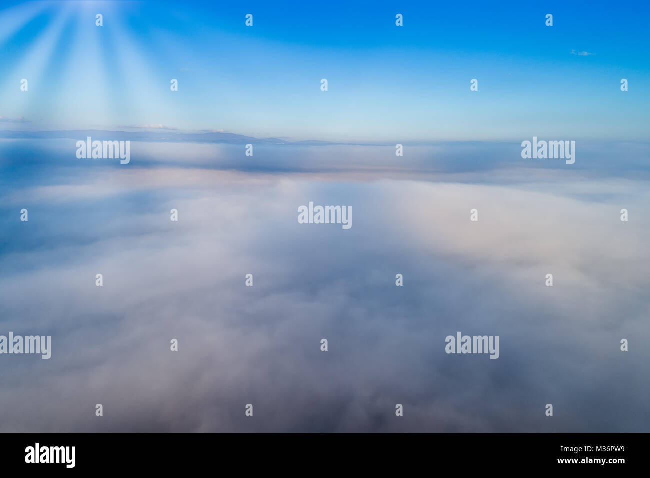 Aerial View. Flying over the clouds . Aerial camera shot. Landscape ...