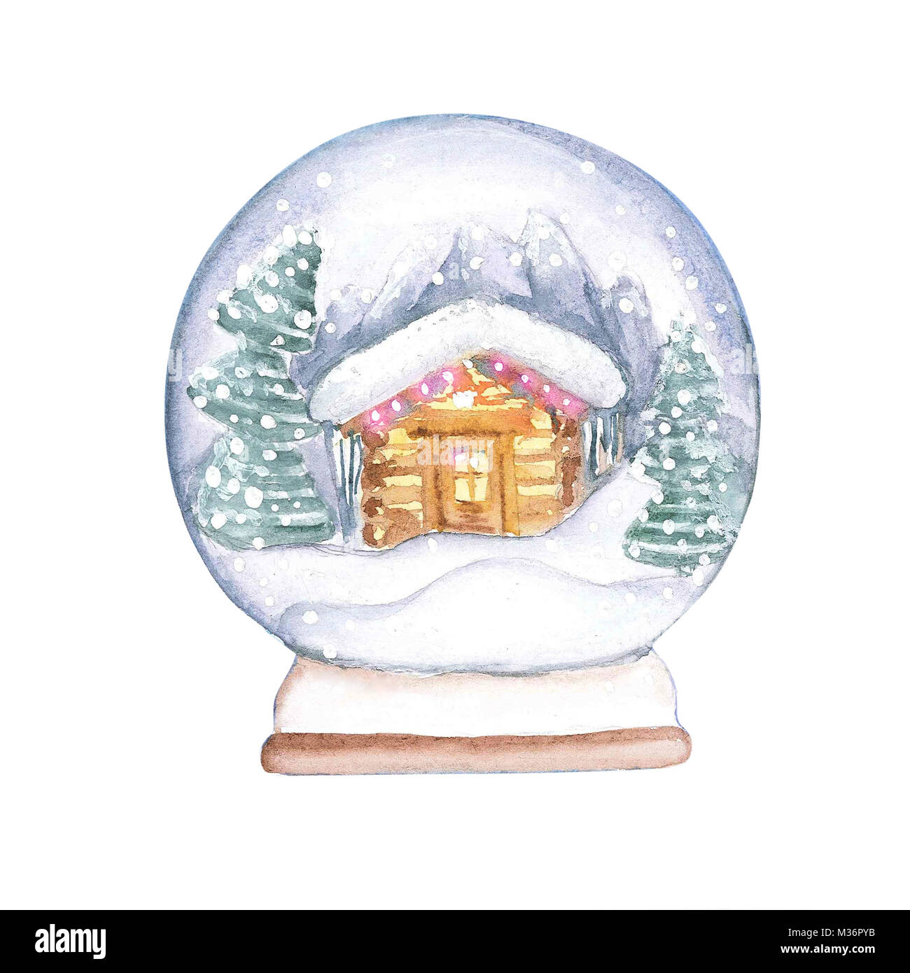 Watercolor christmas decoration snow globe hi-res stock photography and ...