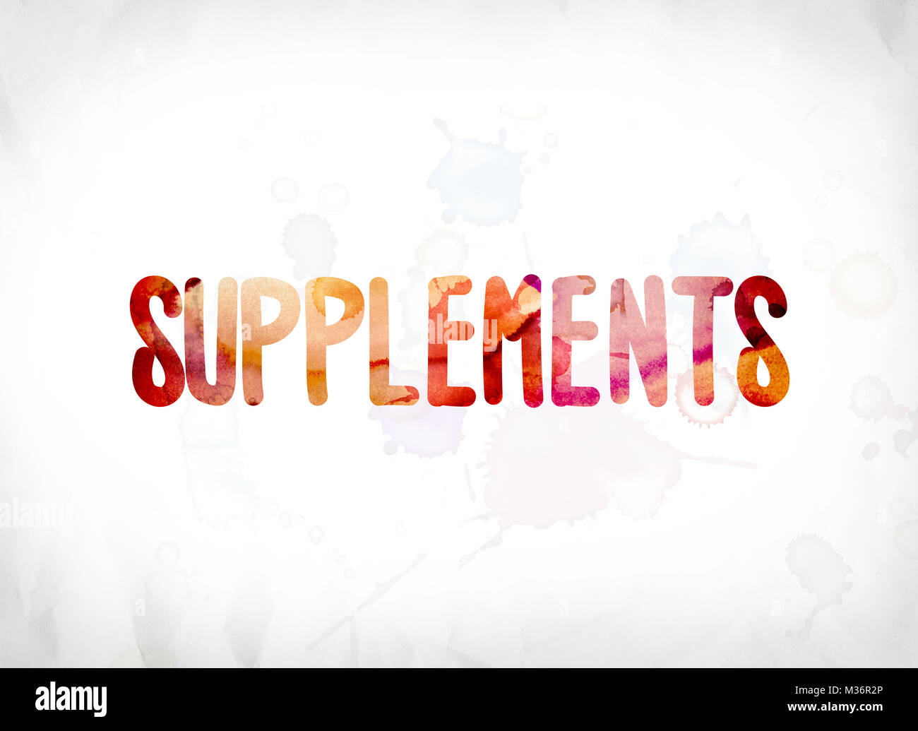 The word Supplements concept and theme painted in colorful watercolors ...