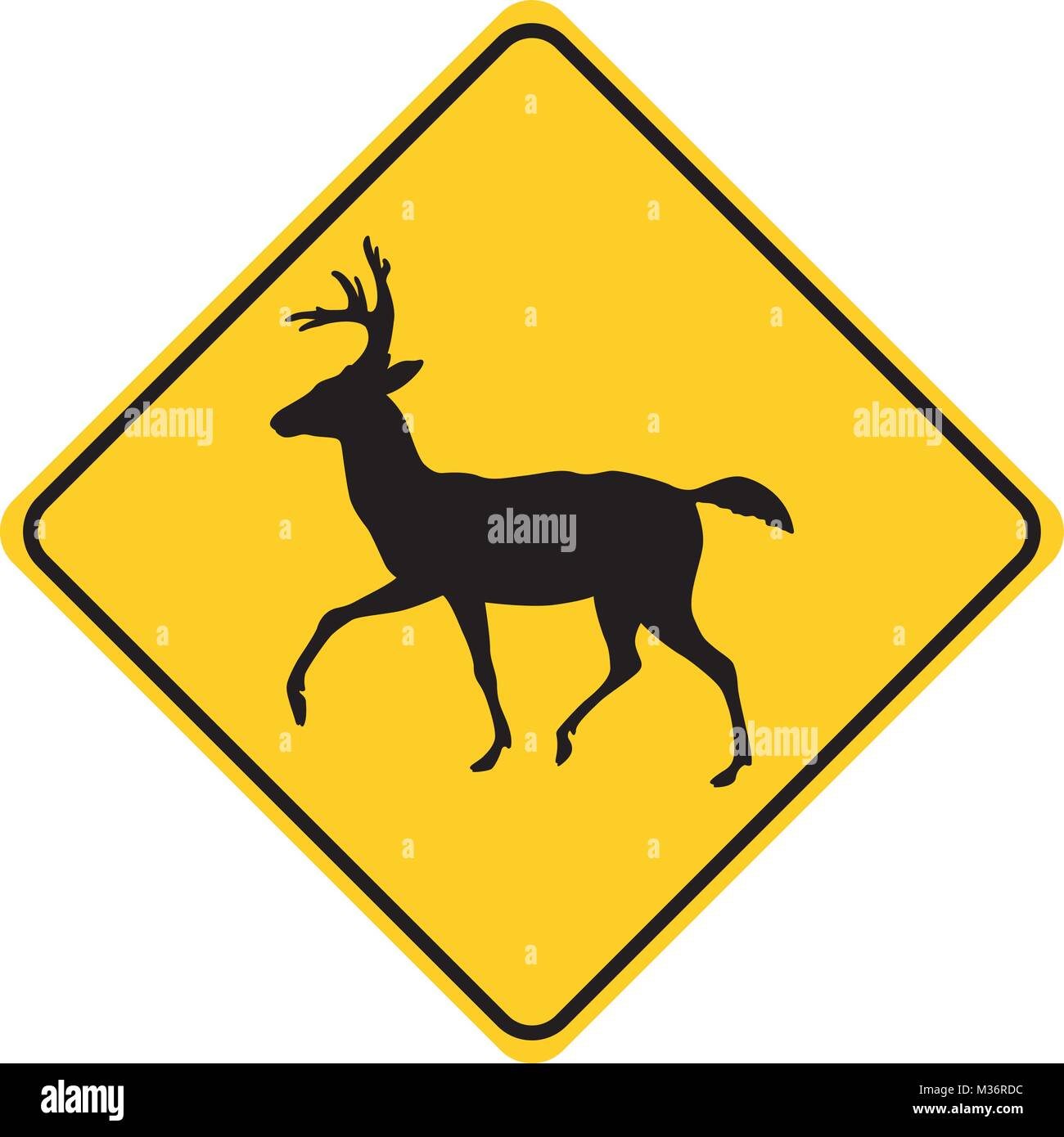 deer silhouette animal traffic sign yellow vector illustration Stock ...