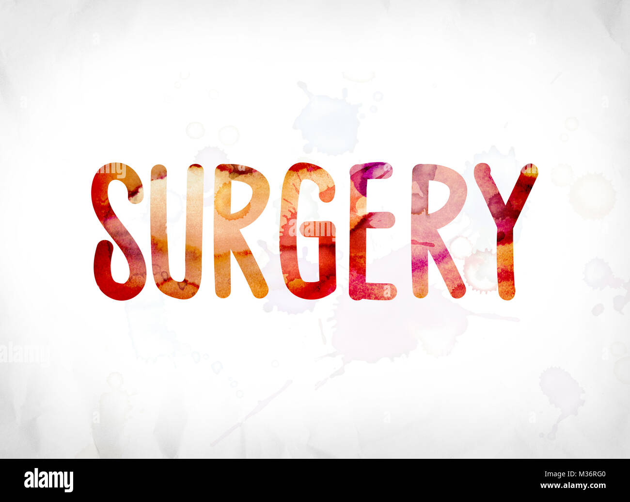 The word Surgery concept and theme painted in colorful watercolors on a ...