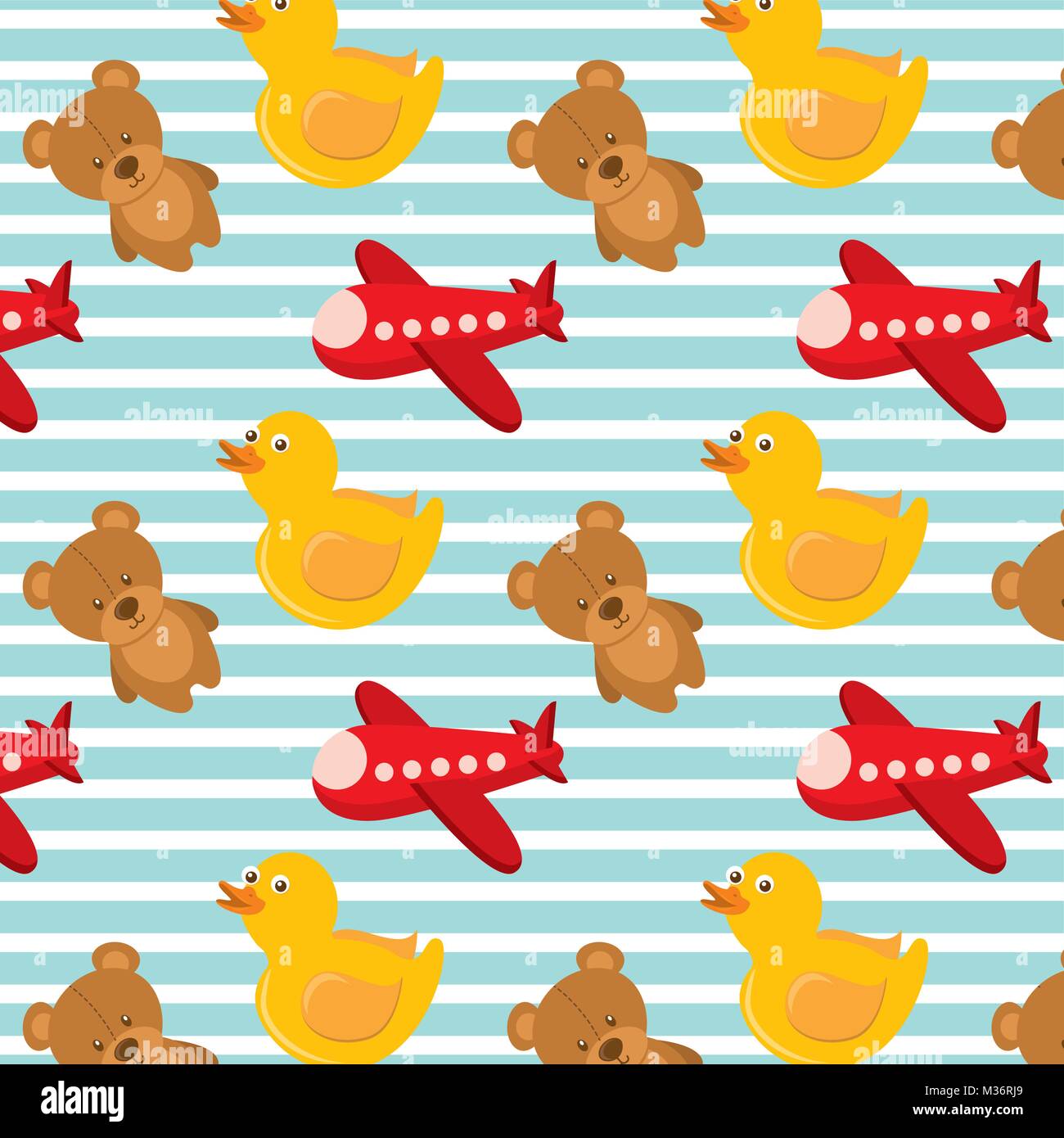 toys airplane teddy and rubber duck bakground design Stock Vector Image ...