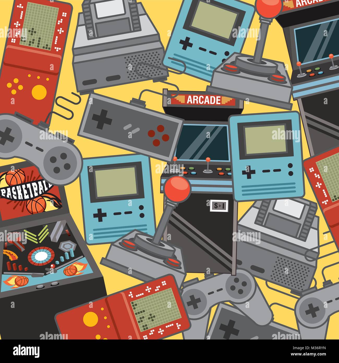 Classic videogames and console entertainment icons Stock Vector Image ...