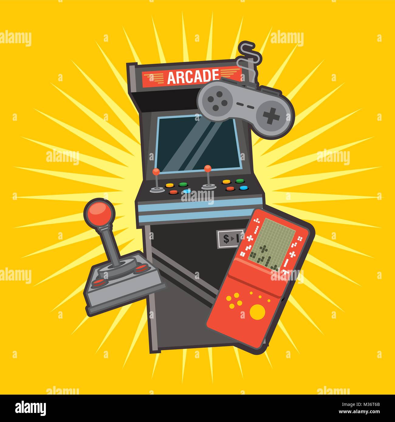 Classic videogames and console entertainment icons Stock Vector Image ...