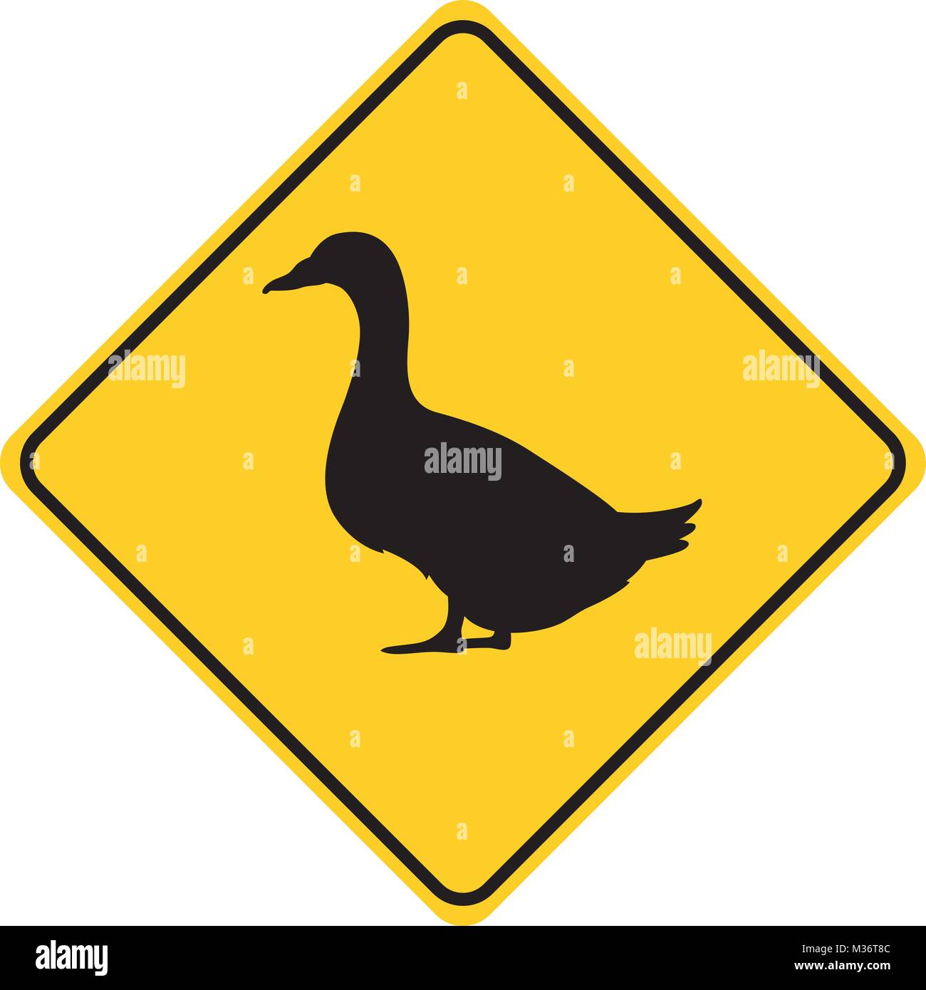 duck silhouette animal traffic sign yellow vector illustration Stock ...