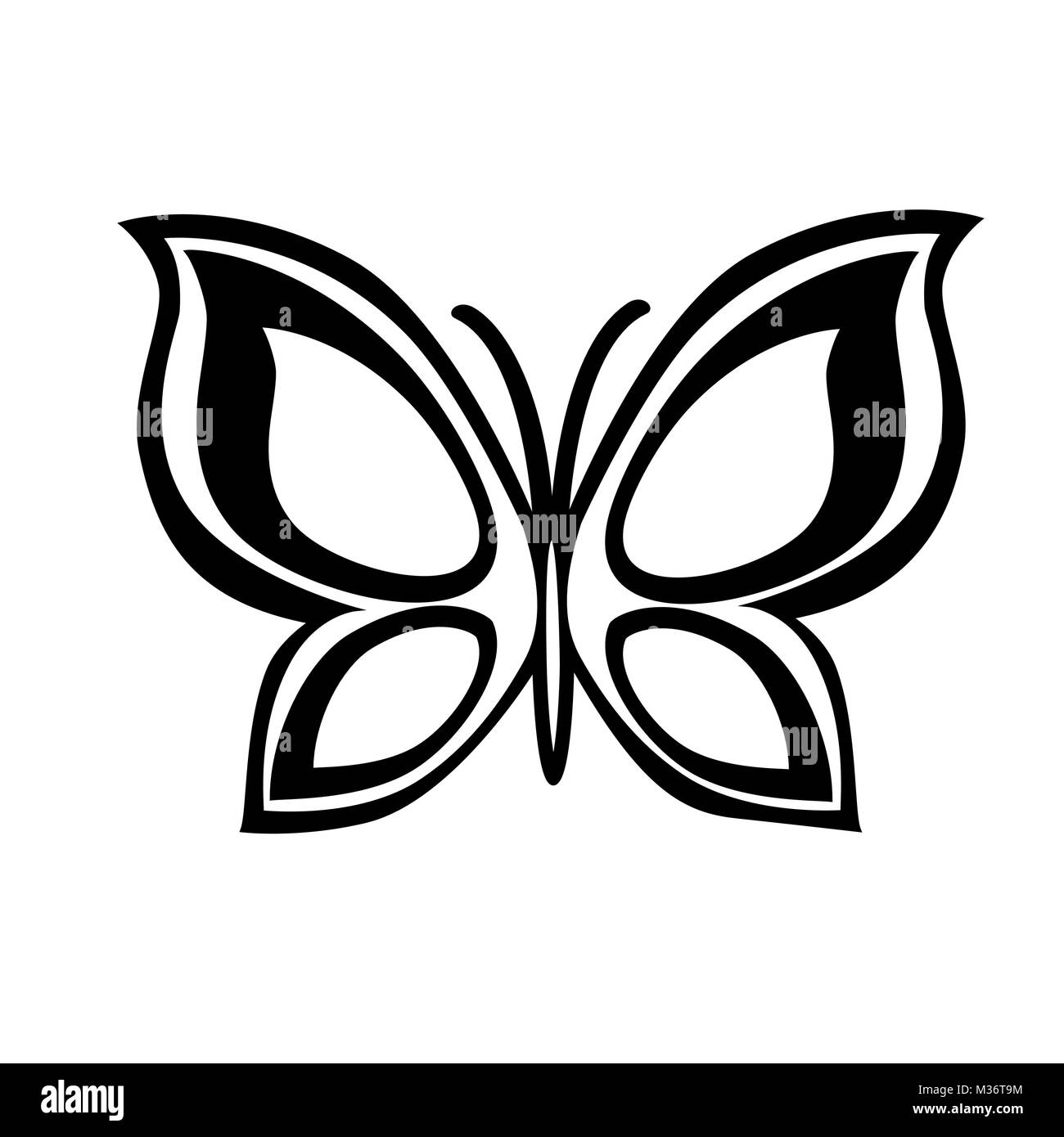 Abstract monochrome butterfly isolated on a white background. Vector ...