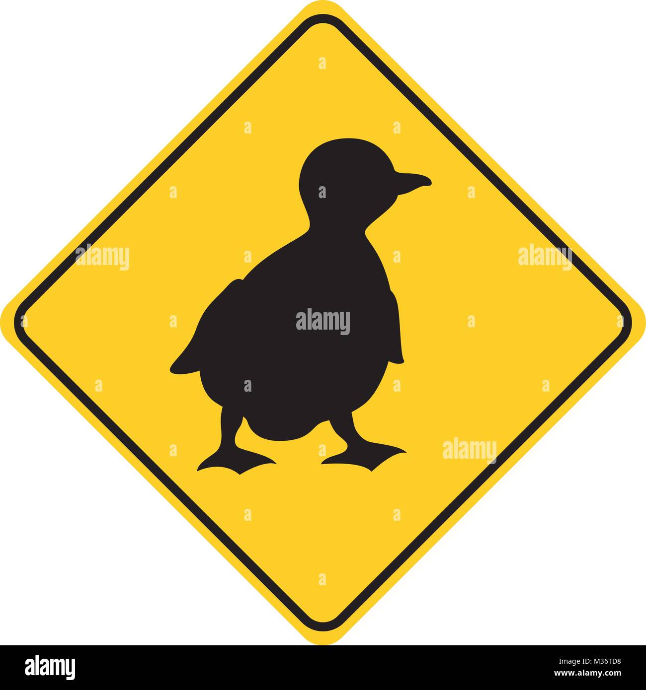 duck silhouette animal traffic sign yellow vector illustration Stock ...