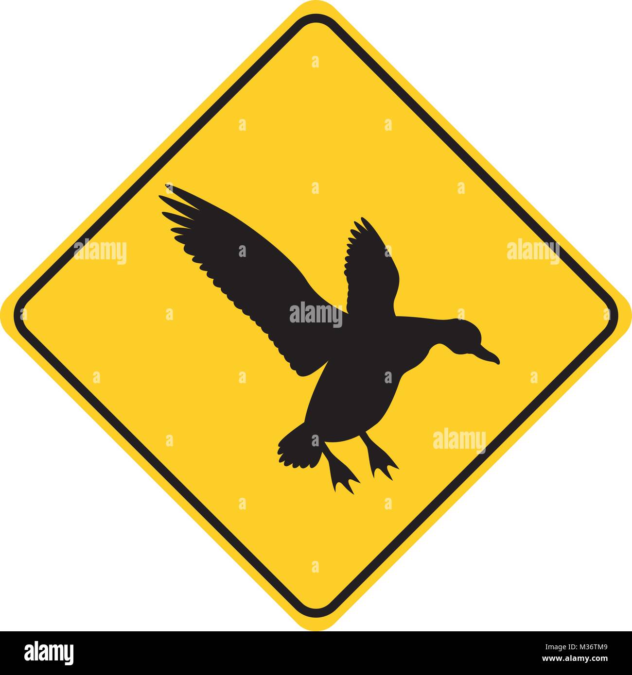 duck silhouette animal traffic sign yellow vector illustration Stock ...