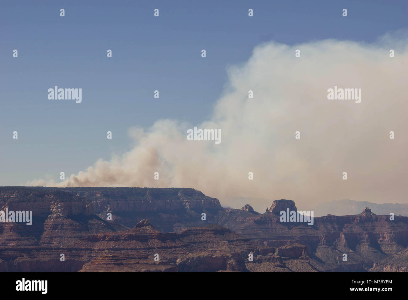 wildfire and smoke in the Grand Canyon in northern Arizona Stock Photo ...