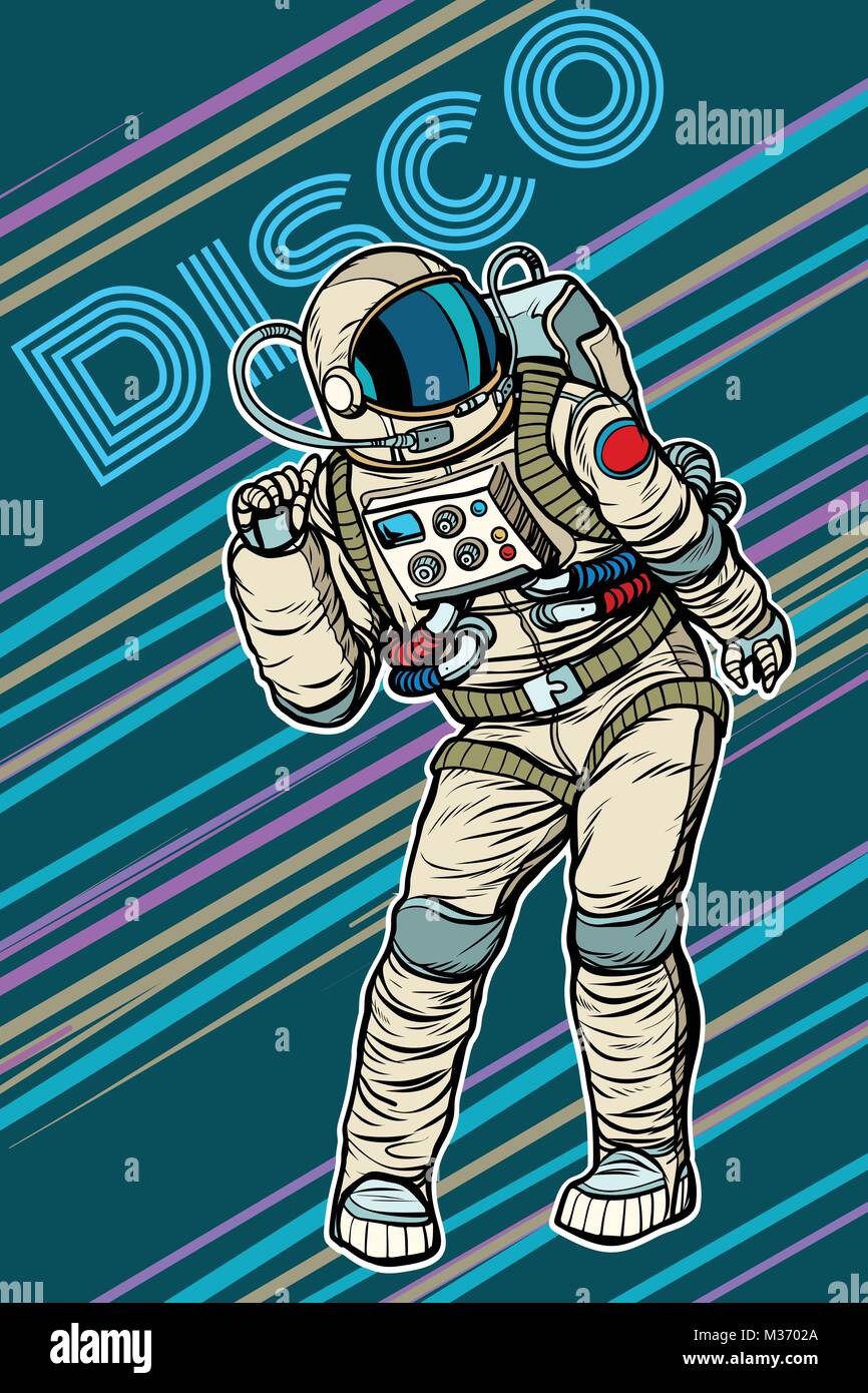 Astronaut dancing disco funny. Pop art retro comic book vector cartoon ...