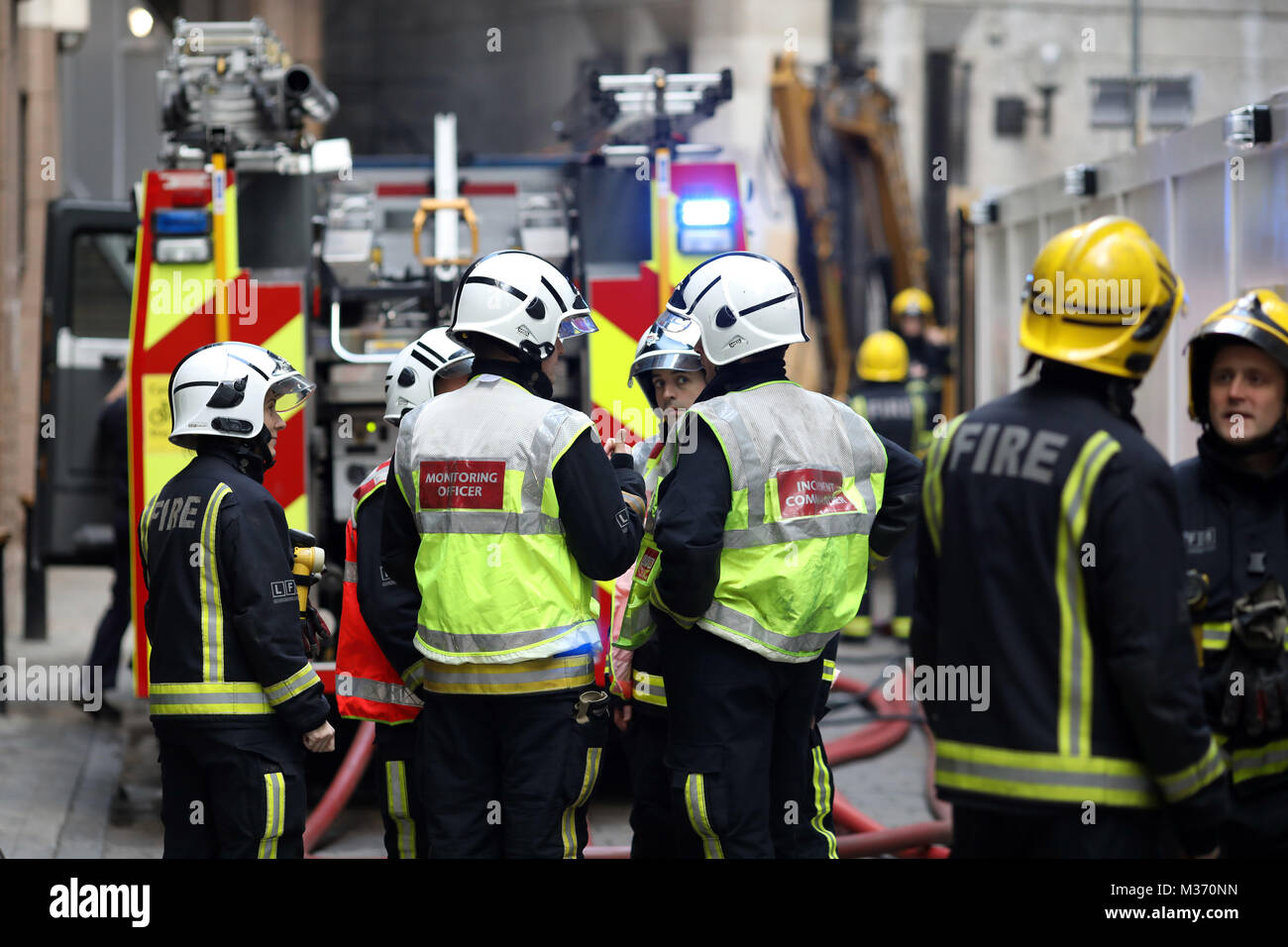 fire brigade at scene of London fire Stock Photo - Alamy
