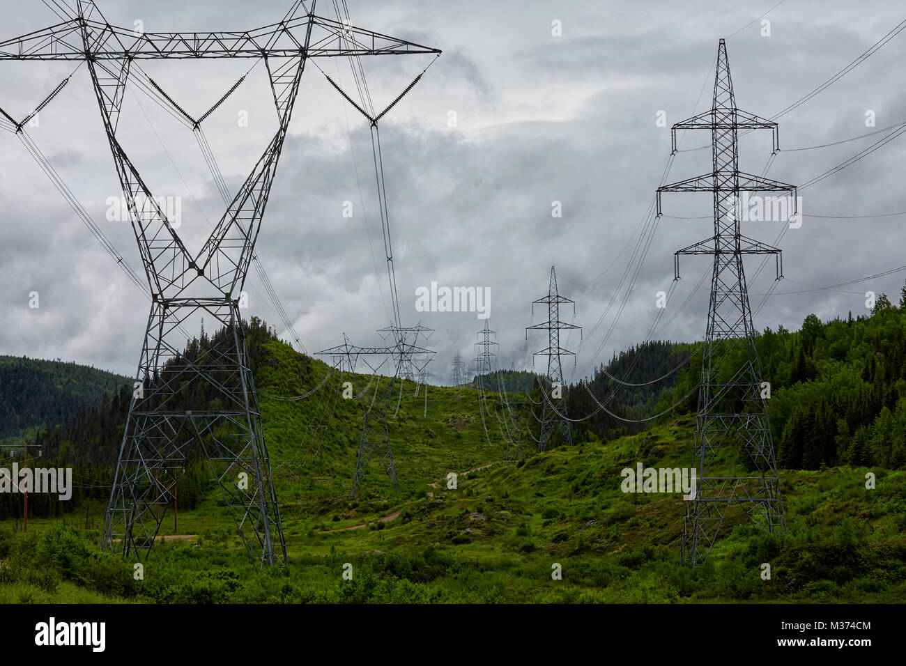 Electricity Pylons from Rene Levesque Generating Station, Manic 3 ...