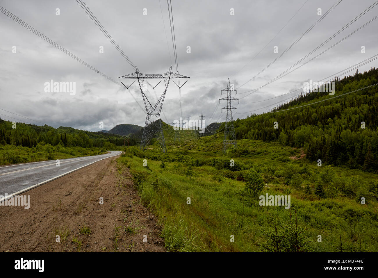 Electricity Pylons from Manic 3 on Route 389, Quebec, Canada Stock ...