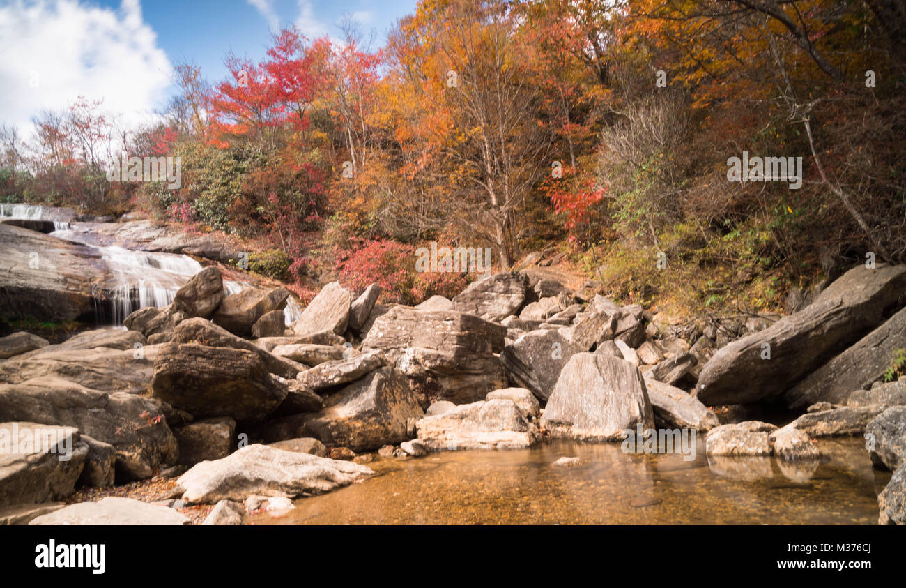 beautiful mountain stream and waterfall with swimming hole and fall ...