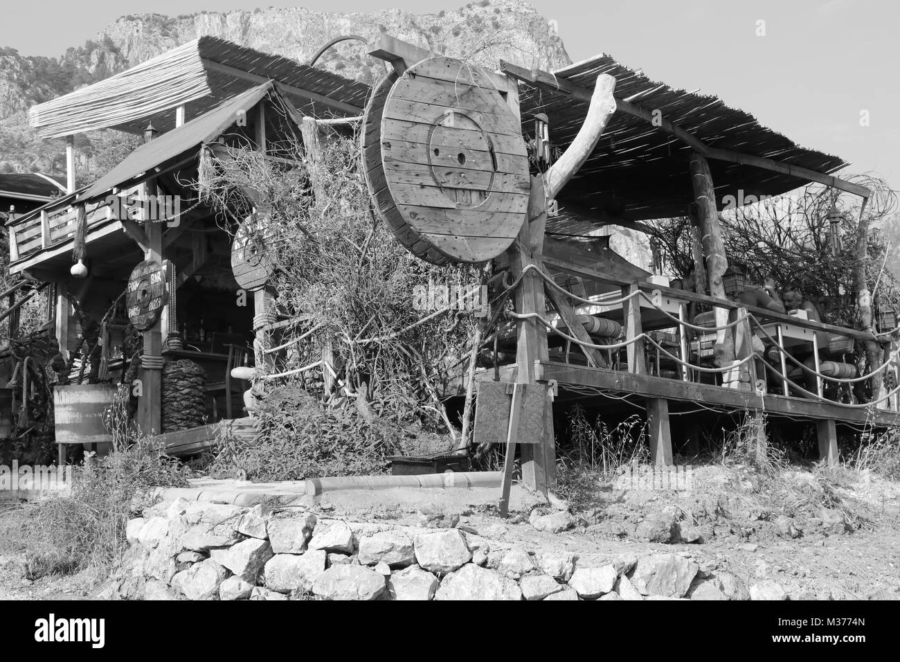 29TH JULY 2016, KABAK,TURKEY; A shack looking bar on the mountain side ...