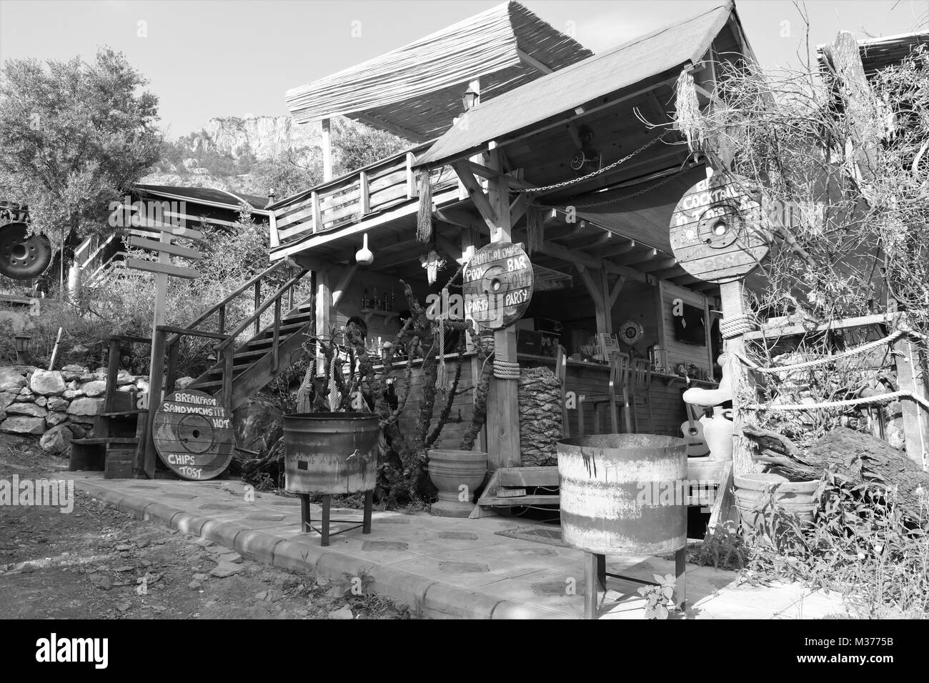 29TH JULY 2016, KABAK,TURKEY; A shack looking bar on the mountain side ...