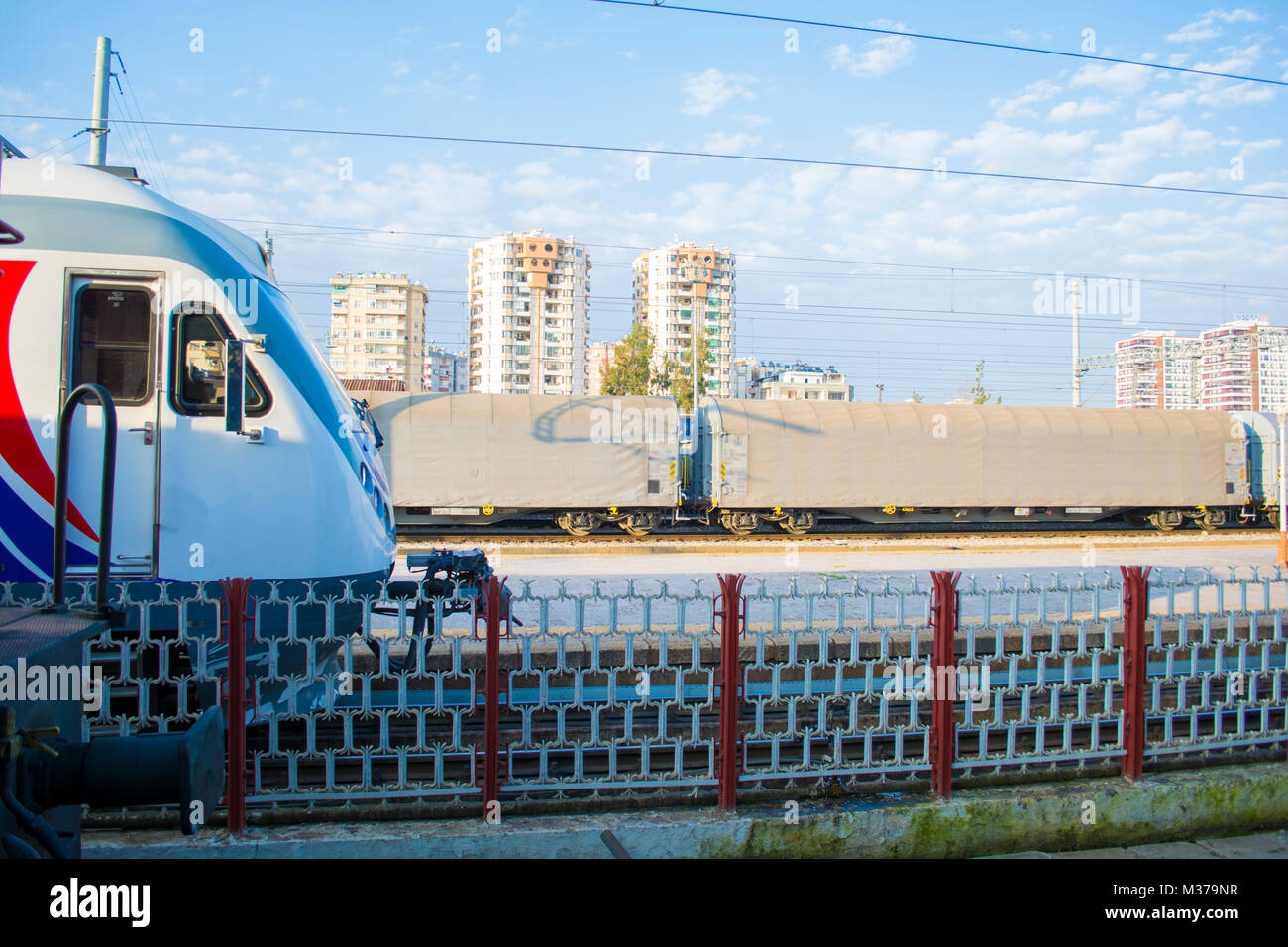 Train moves along railway hi-res stock photography and images - Alamy