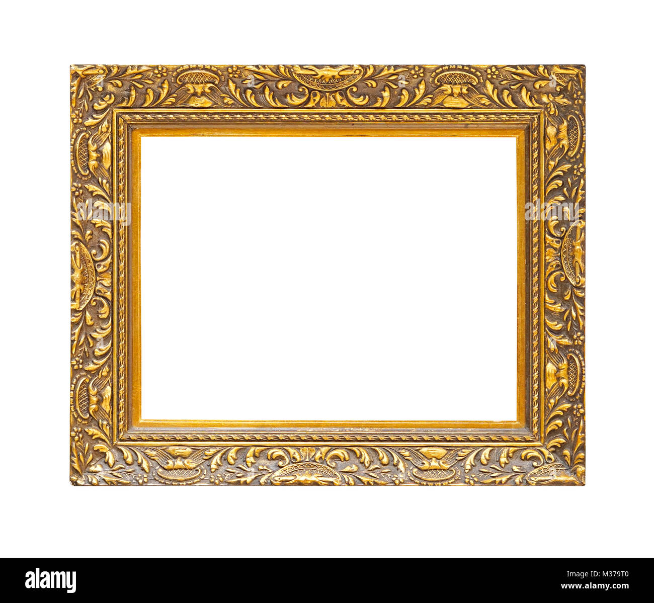 Rustic gold frame isolated on white Stock Photo - Alamy