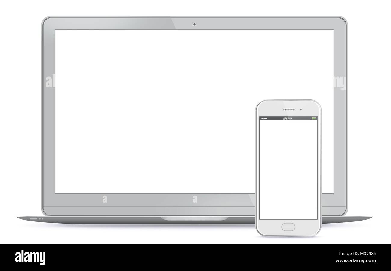 Laptop blank screen smartphone Stock Vector Images - Alamy
