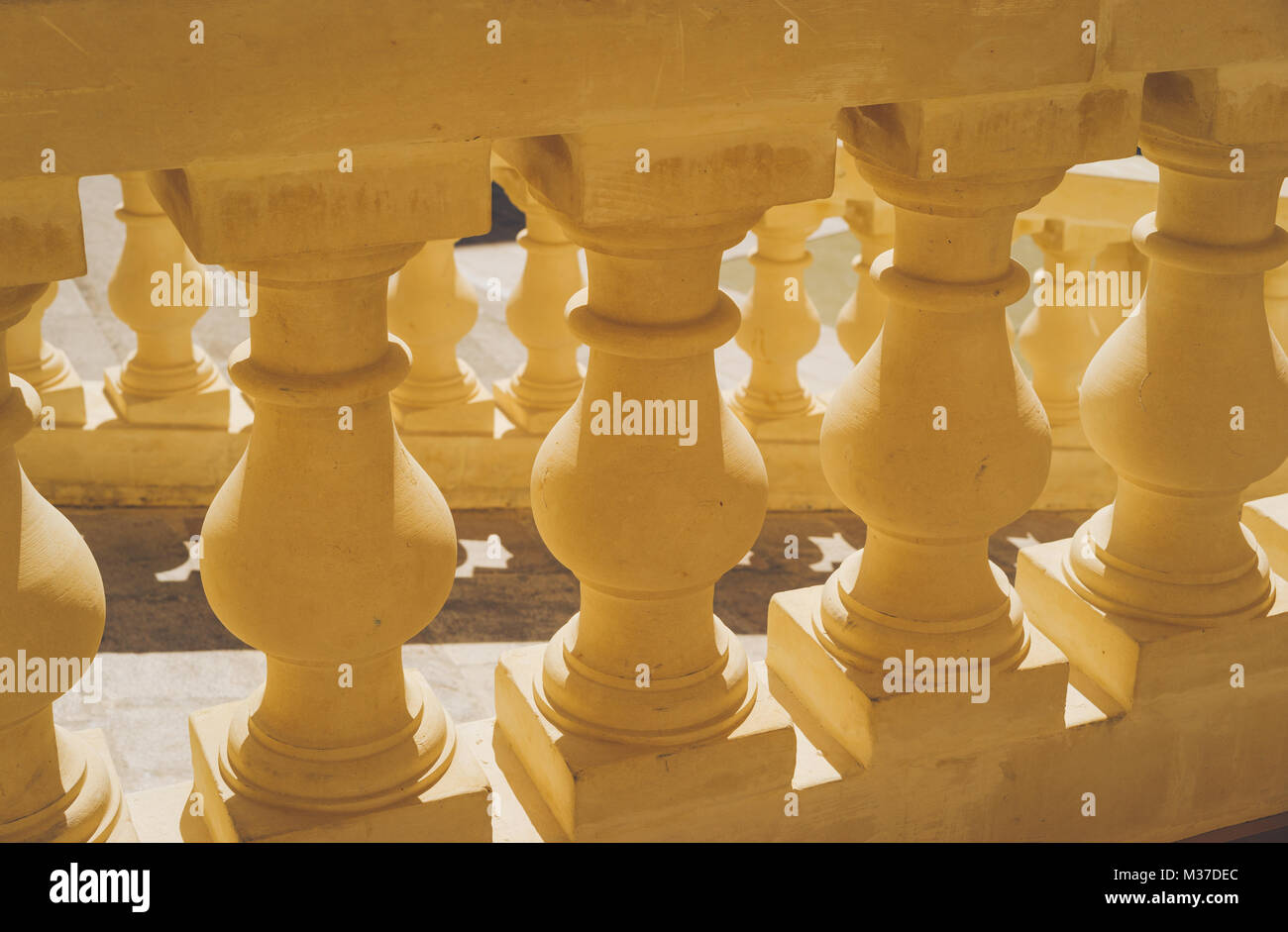 Limestone balustrade inside the ancient Citadel complex, Victoria, Gozo ...
