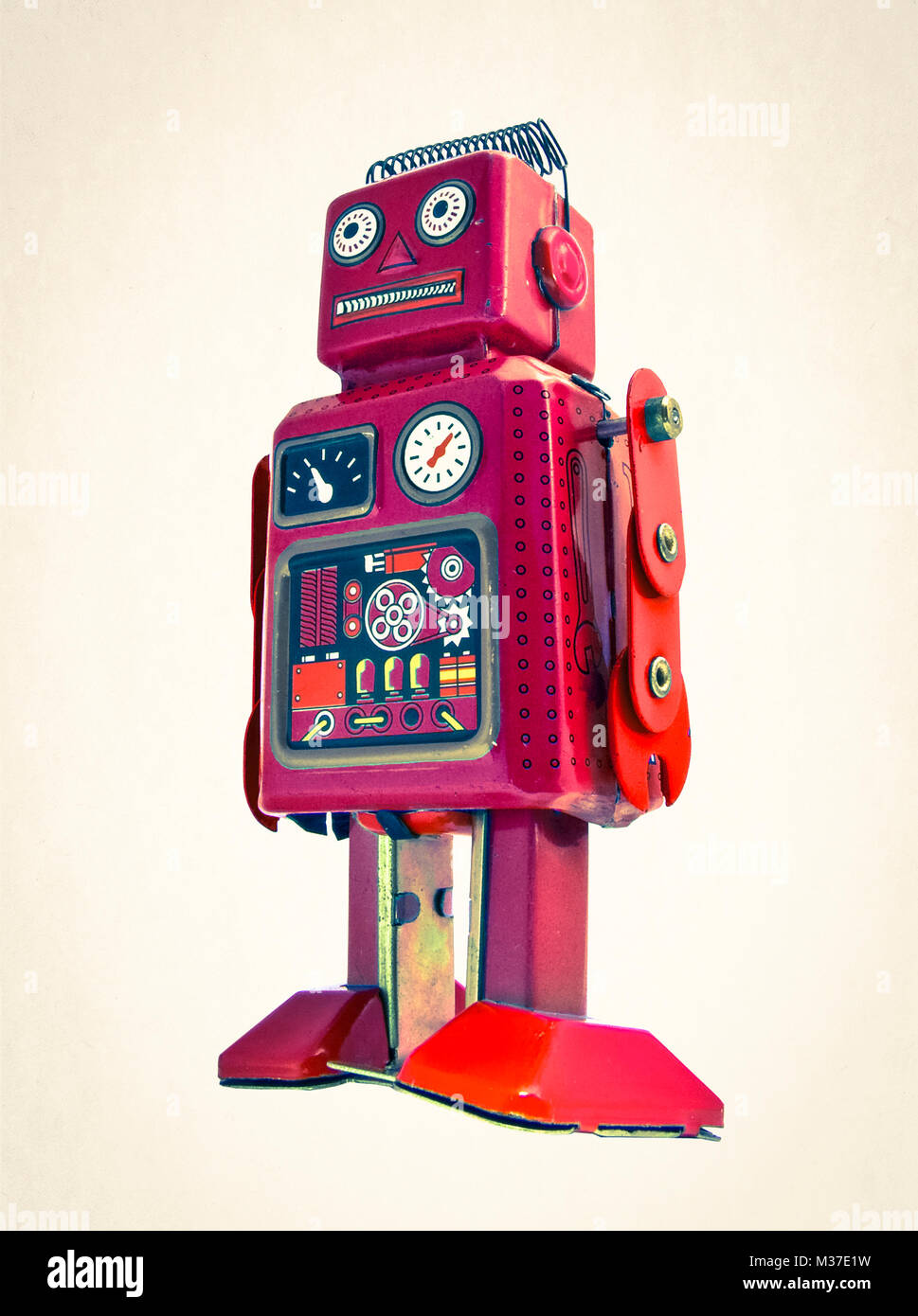 perplexed red robot isolated on white Stock Photo - Alamy