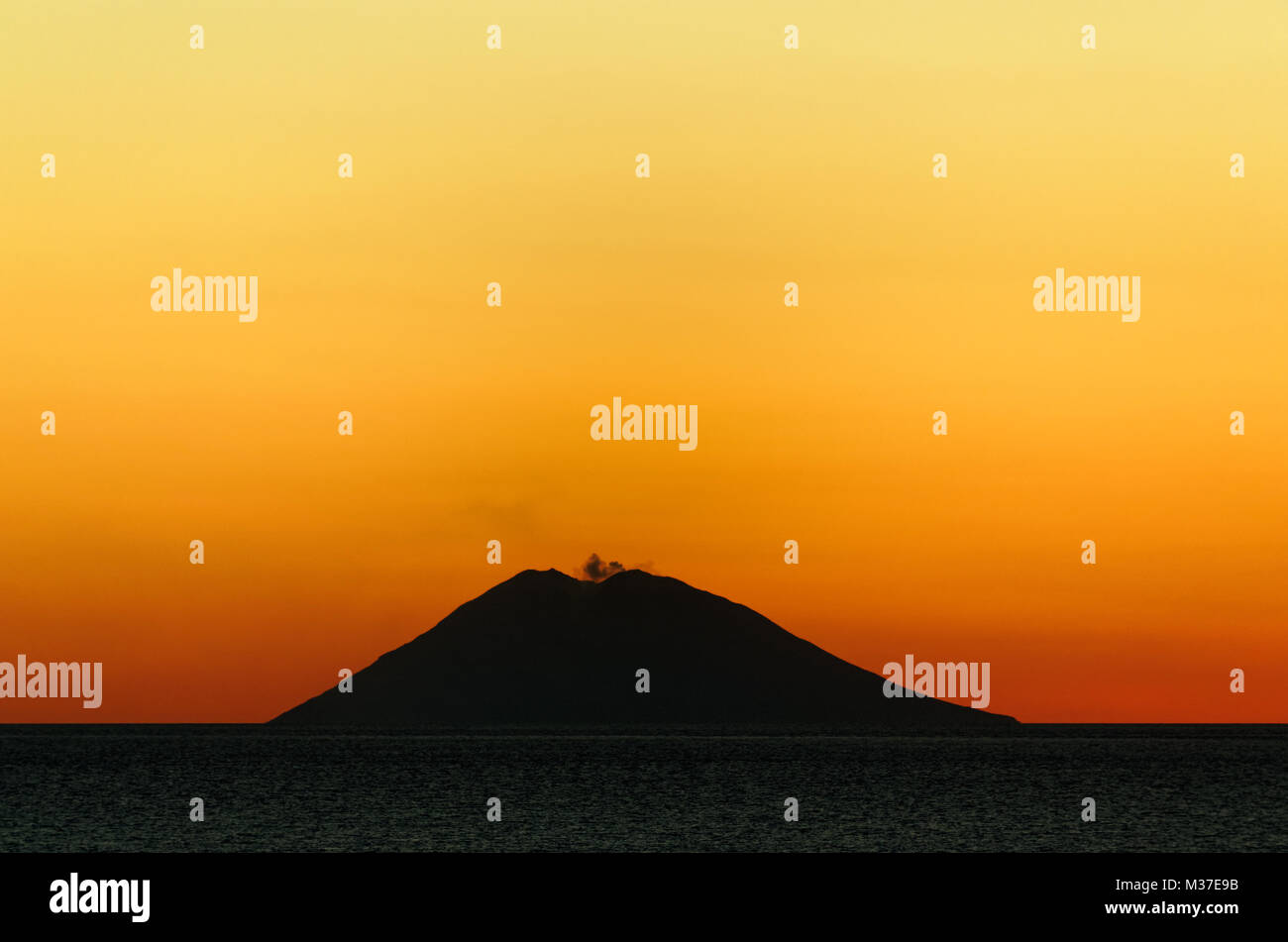 Volcano 'Stromboli' at sunset. 'Stromboli' is an active volcano island ...