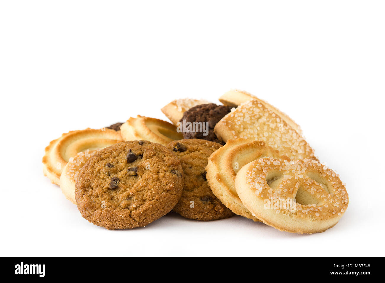 Butter cookies isolated on white background Stock Photo - Alamy