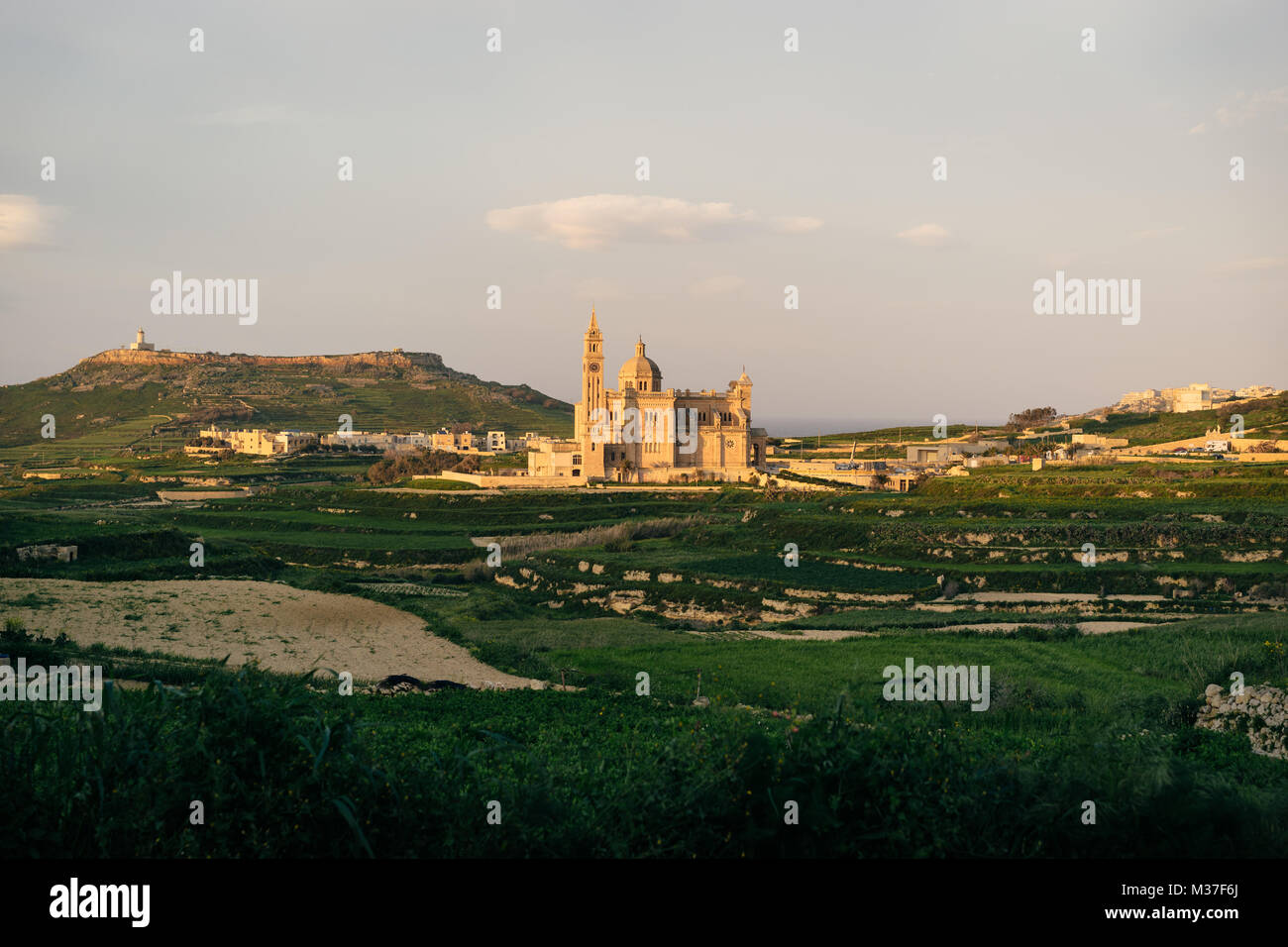 Gozo, Malta. Our Lady of Ta Pinu Basilica viewed from Gharb village at ...