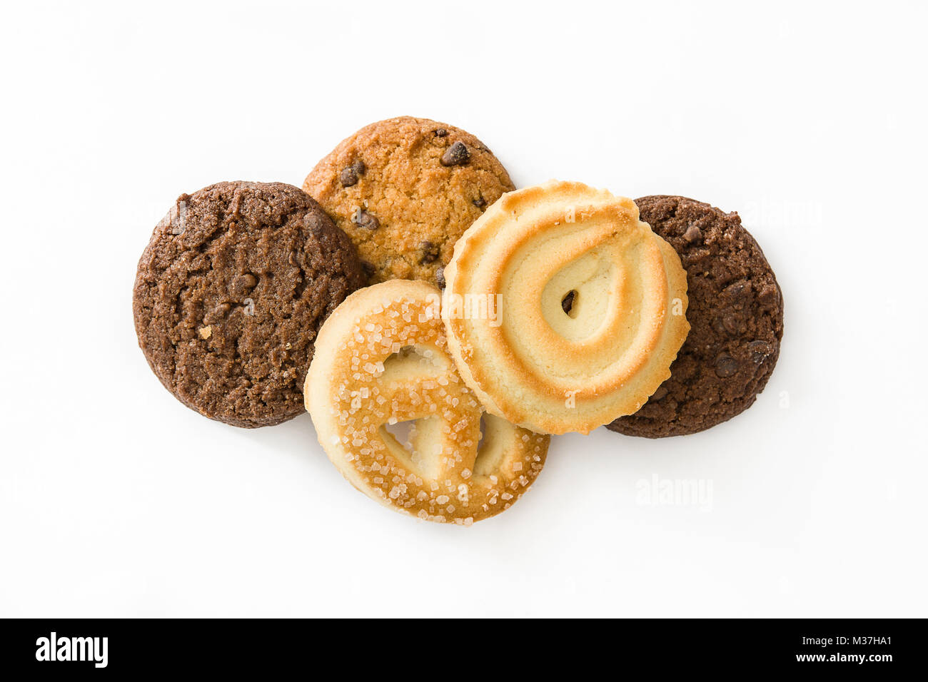 Butter cookies isolated on white background Stock Photo - Alamy