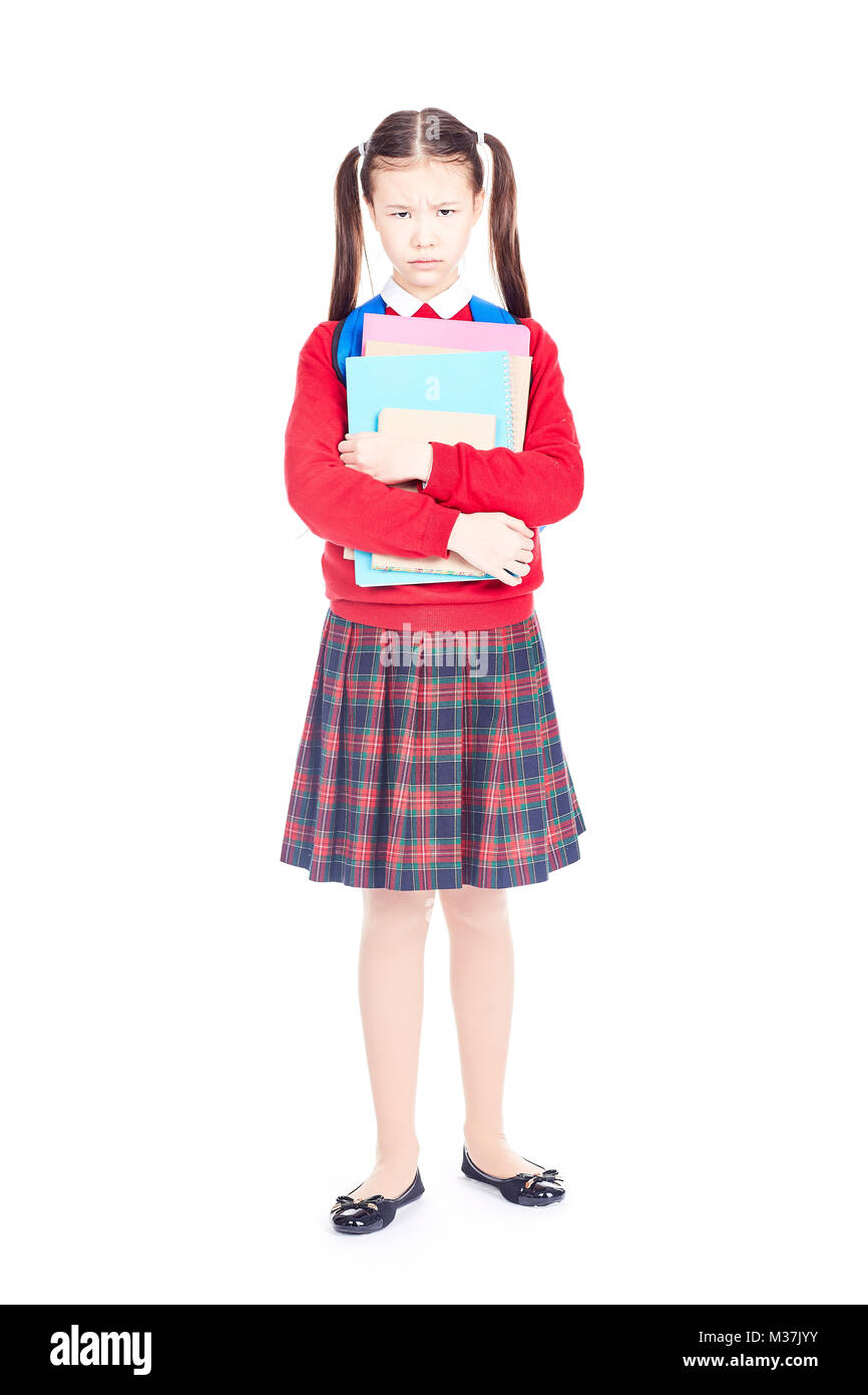 Schoolgirl with books Stock Photo - Alamy
