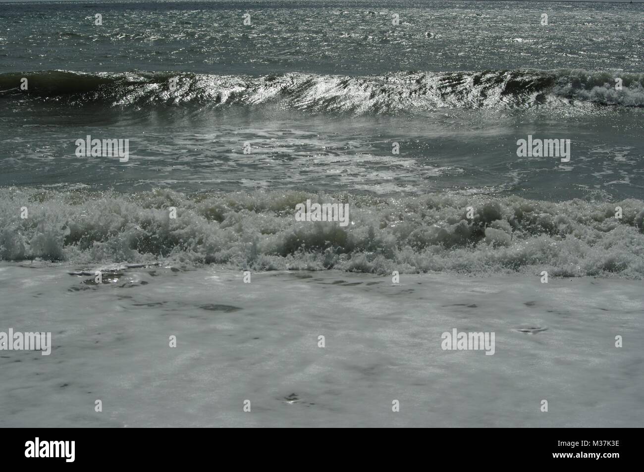 Silvery Water and Waves of the English Channel, from Charmouth Beach ...