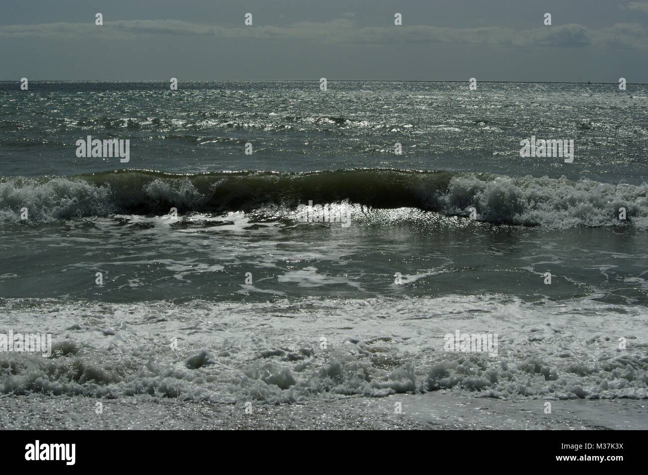 Silvery Water and Waves of the English Channel, from Charmouth Beach ...