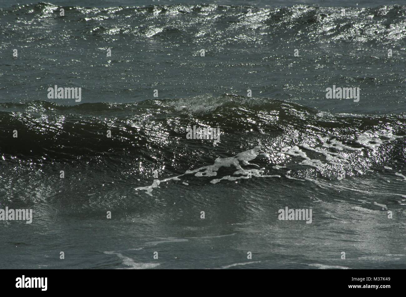Silvery Water and Waves of the English Channel, from Charmouth Beach ...