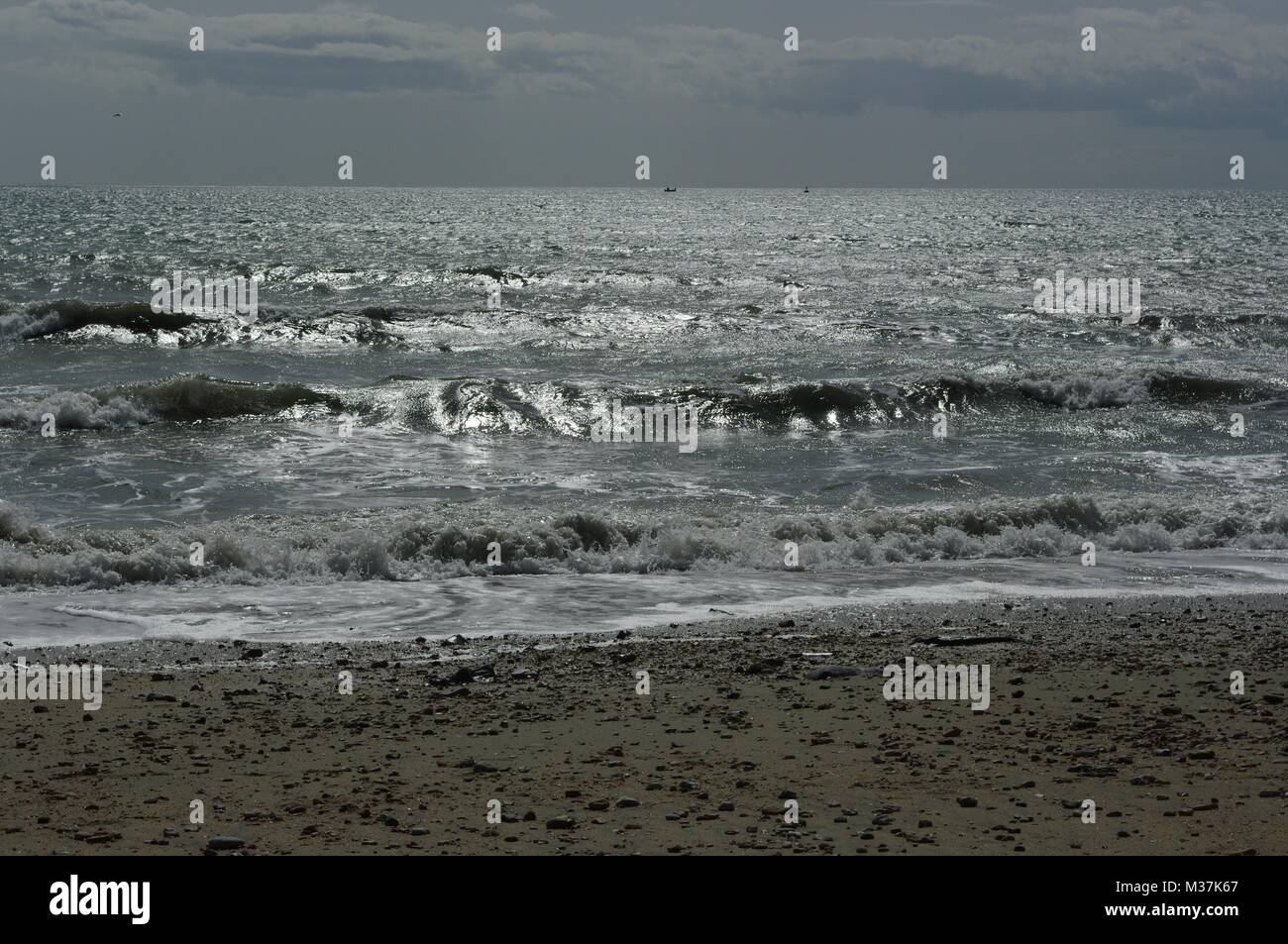 Silvery Water and Waves of the English Channel, from Charmouth Beach ...
