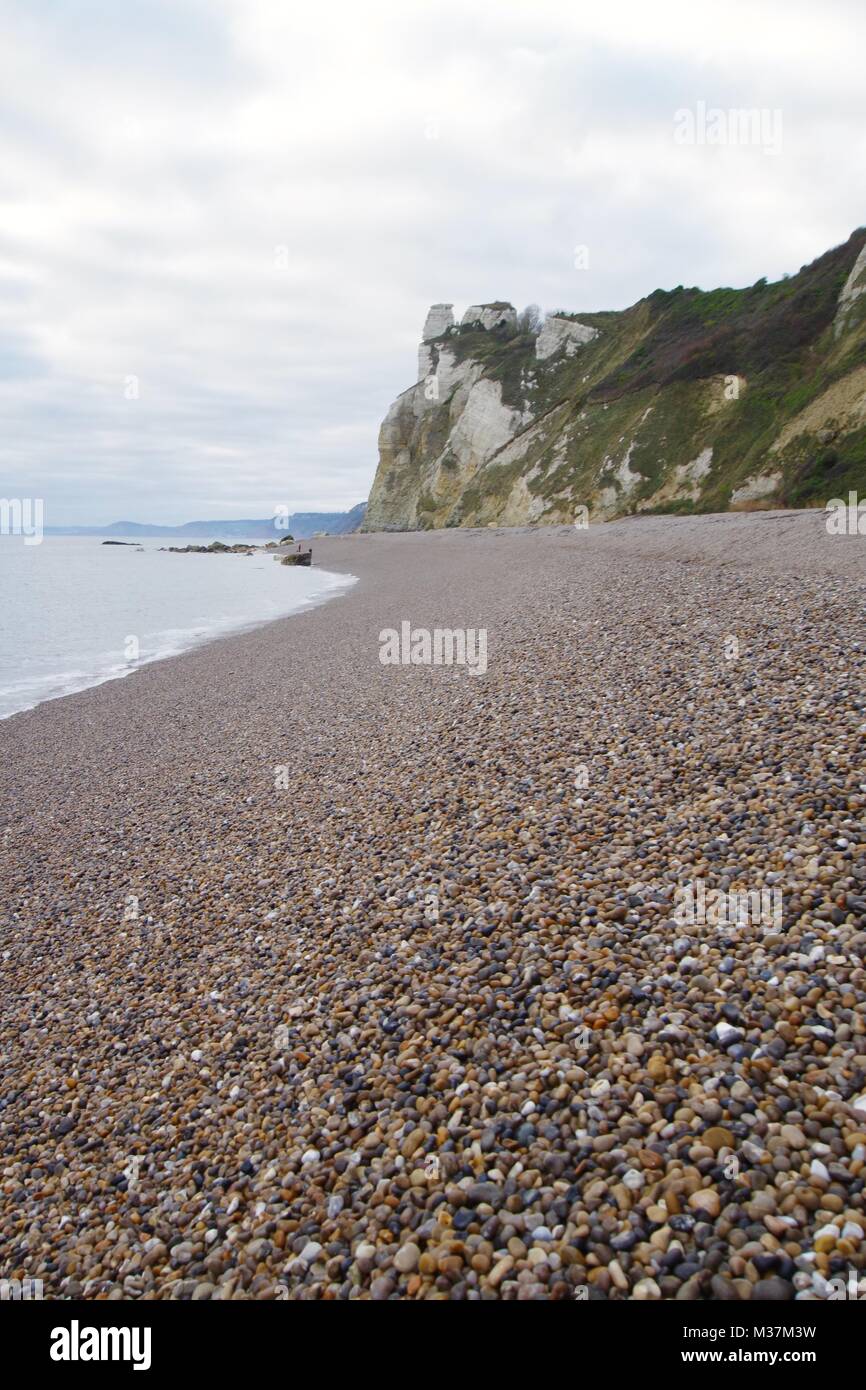 Shingle Shoreline looking towards Hooken Cliff Landslide of Branscombe ...