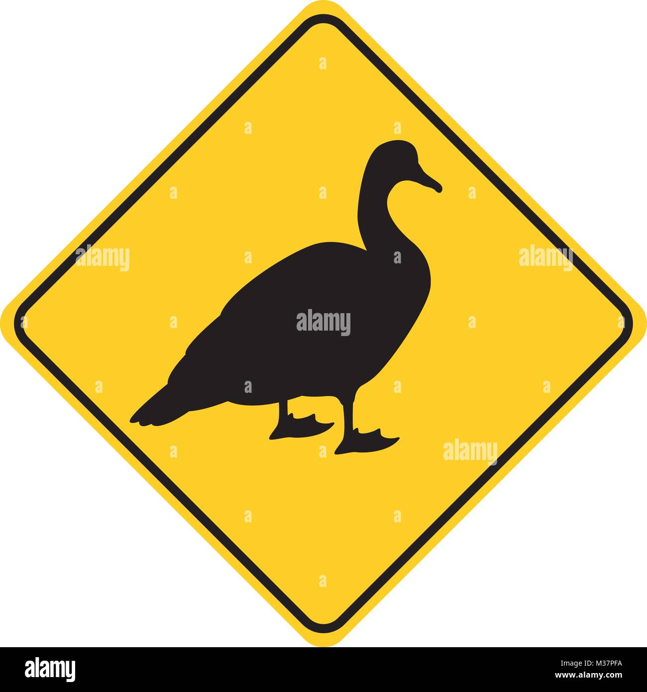 goose silhouette animal traffic sign yellow vector illustration Stock ...