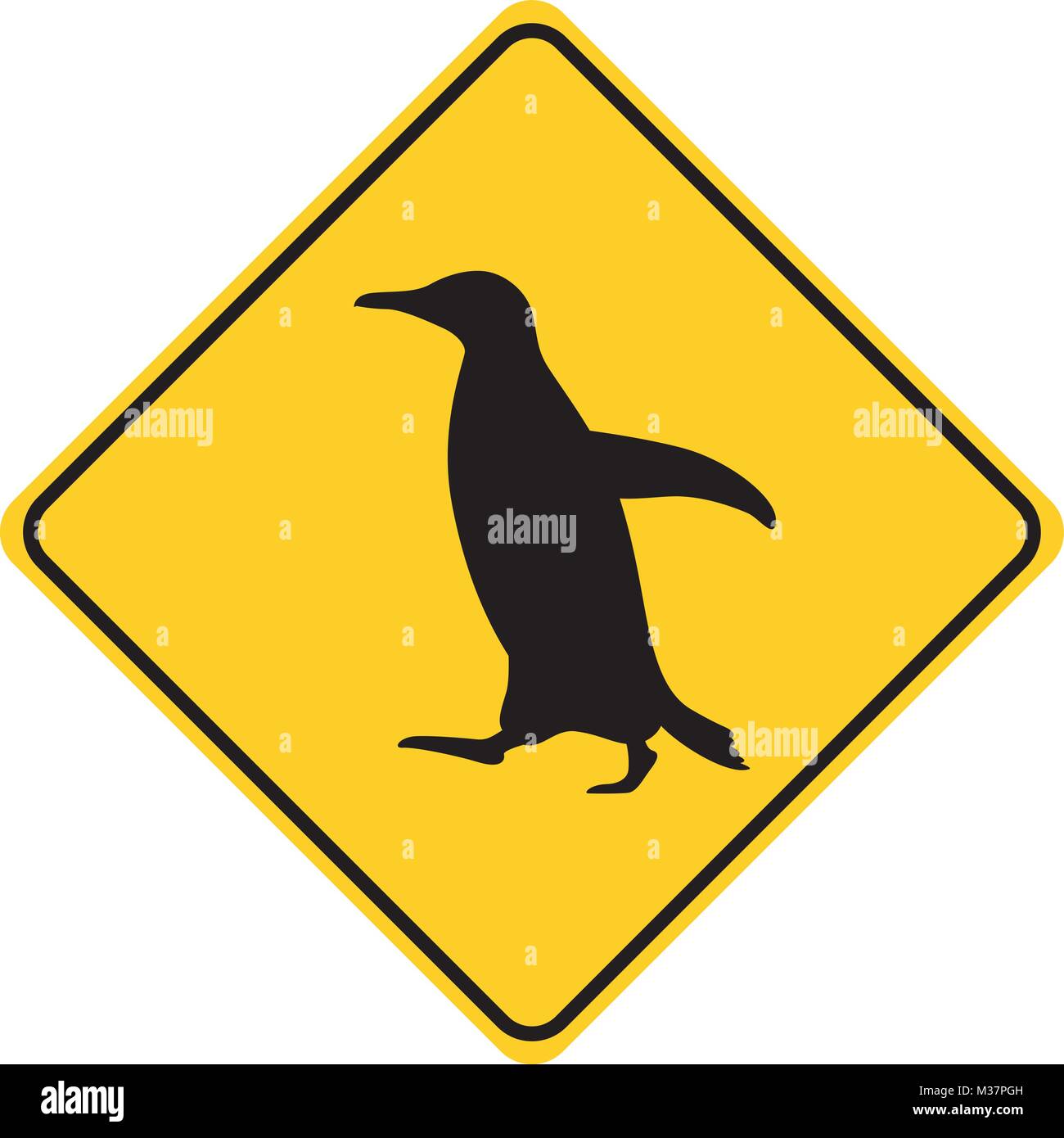 Road direction sign and penguin warning sign Stock Vector Images - Alamy