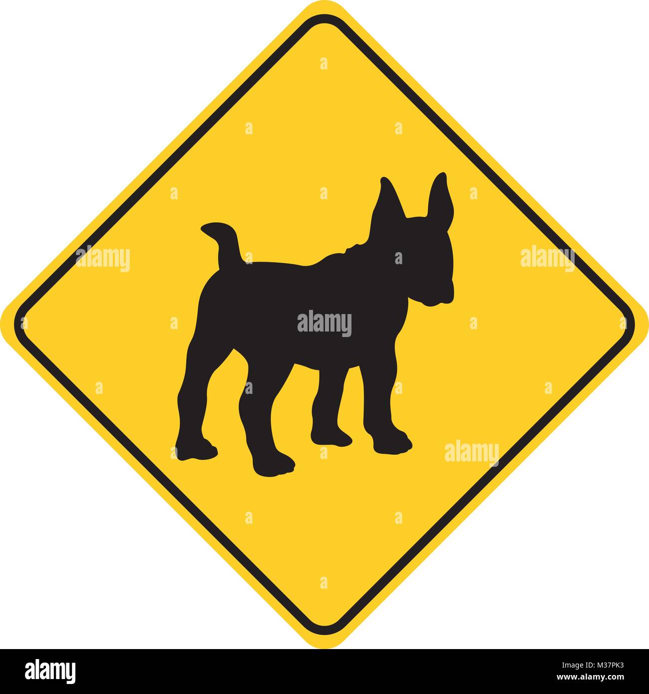dog silhouette animal traffic sign yellow vector illustration Stock ...