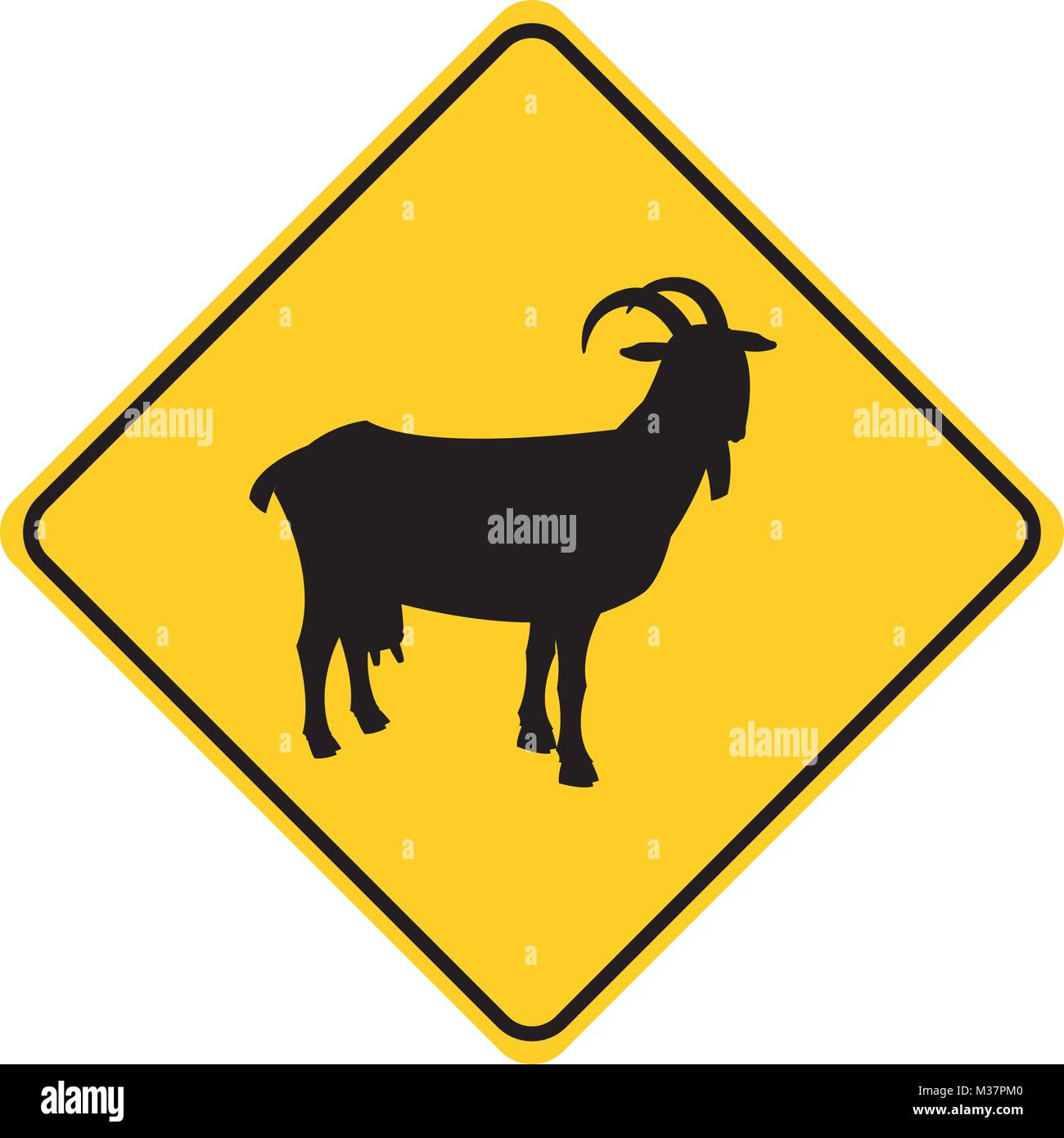 goat silhouette animal traffic sign yellow vector illustration Stock ...