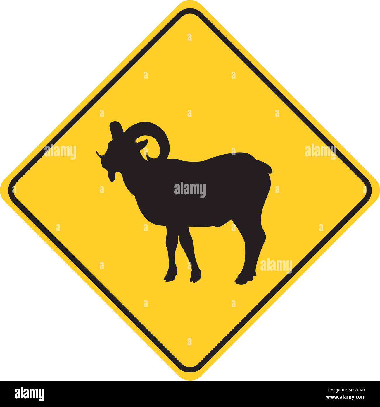 goat silhouette animal traffic sign yellow vector illustration Stock ...