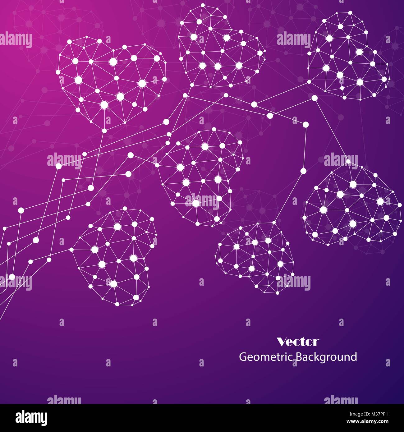 Abstract hearts made of connected lines and dots Stock Vector Image ...