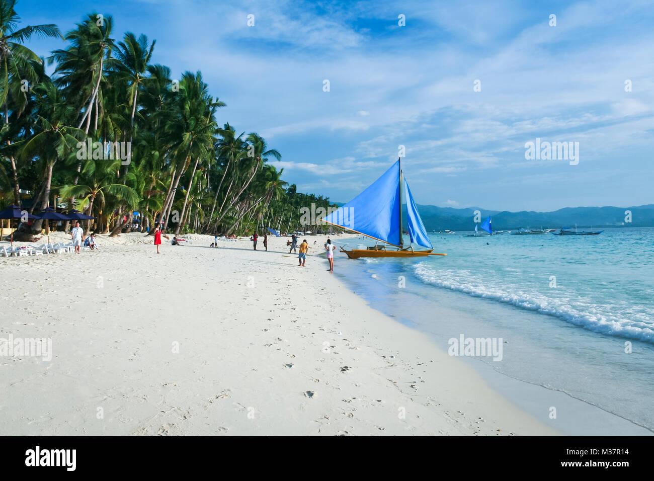 parawa outrigger sailbotas on boracay white beach popular tourist ...
