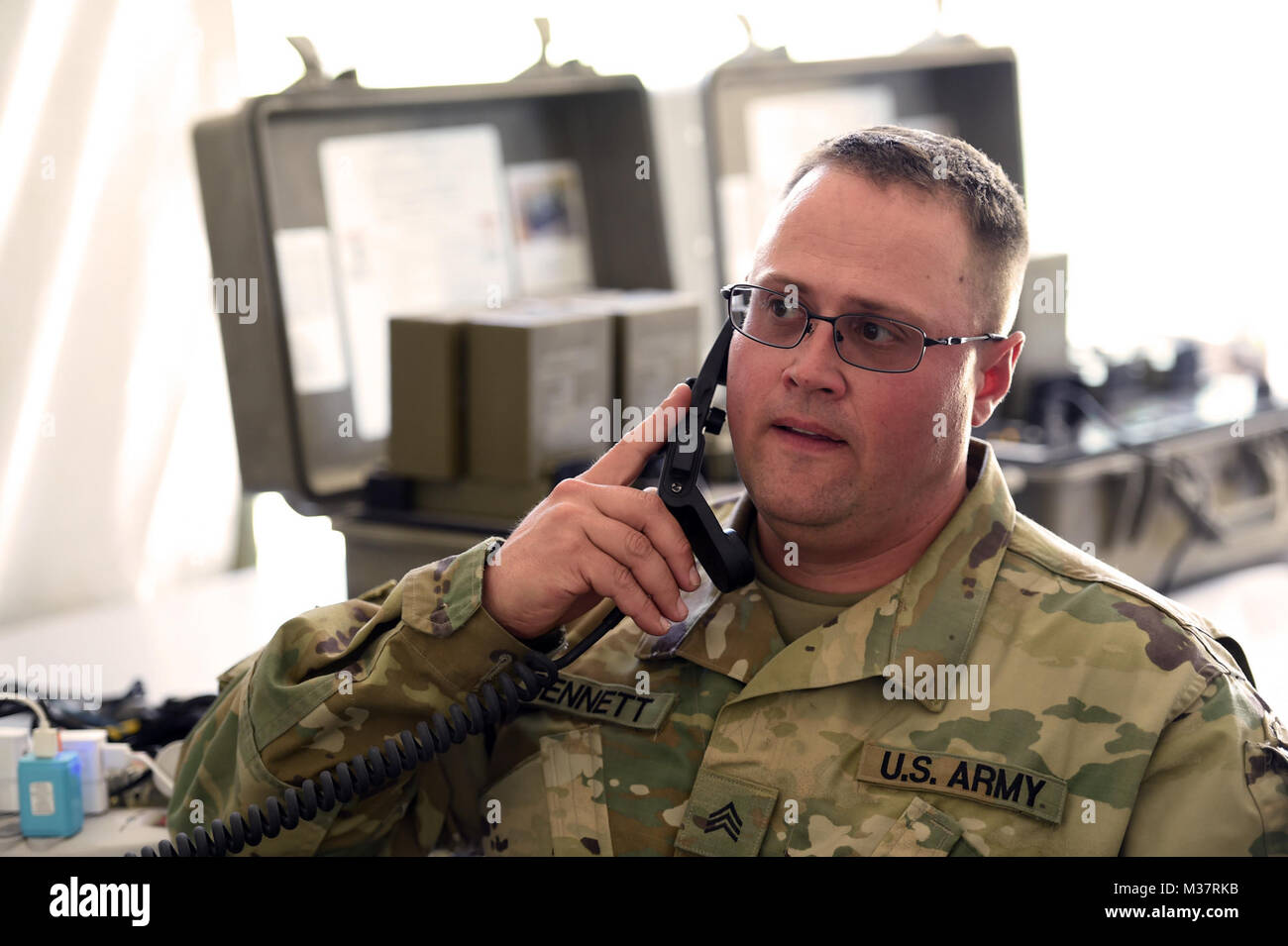 Sgt. Earl Bennett, from Afton, a communications sergeant assigned to C ...